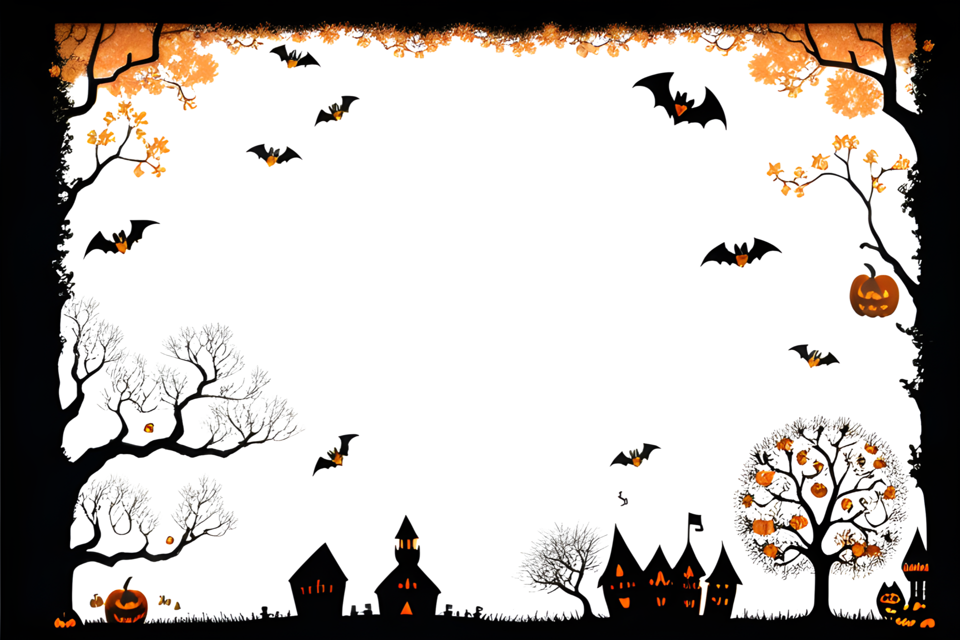 Halloween Border Frame PNG Transparent Background Ai Generative ...