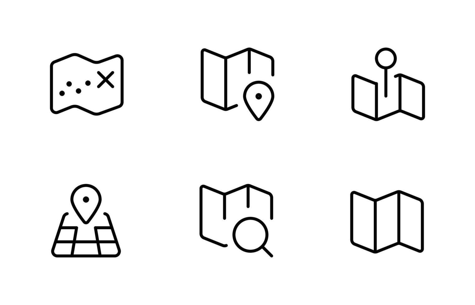 Map Icon Map Pin Location Icon Linear Editable Stroke Line Solid Flat Line Thin Style And