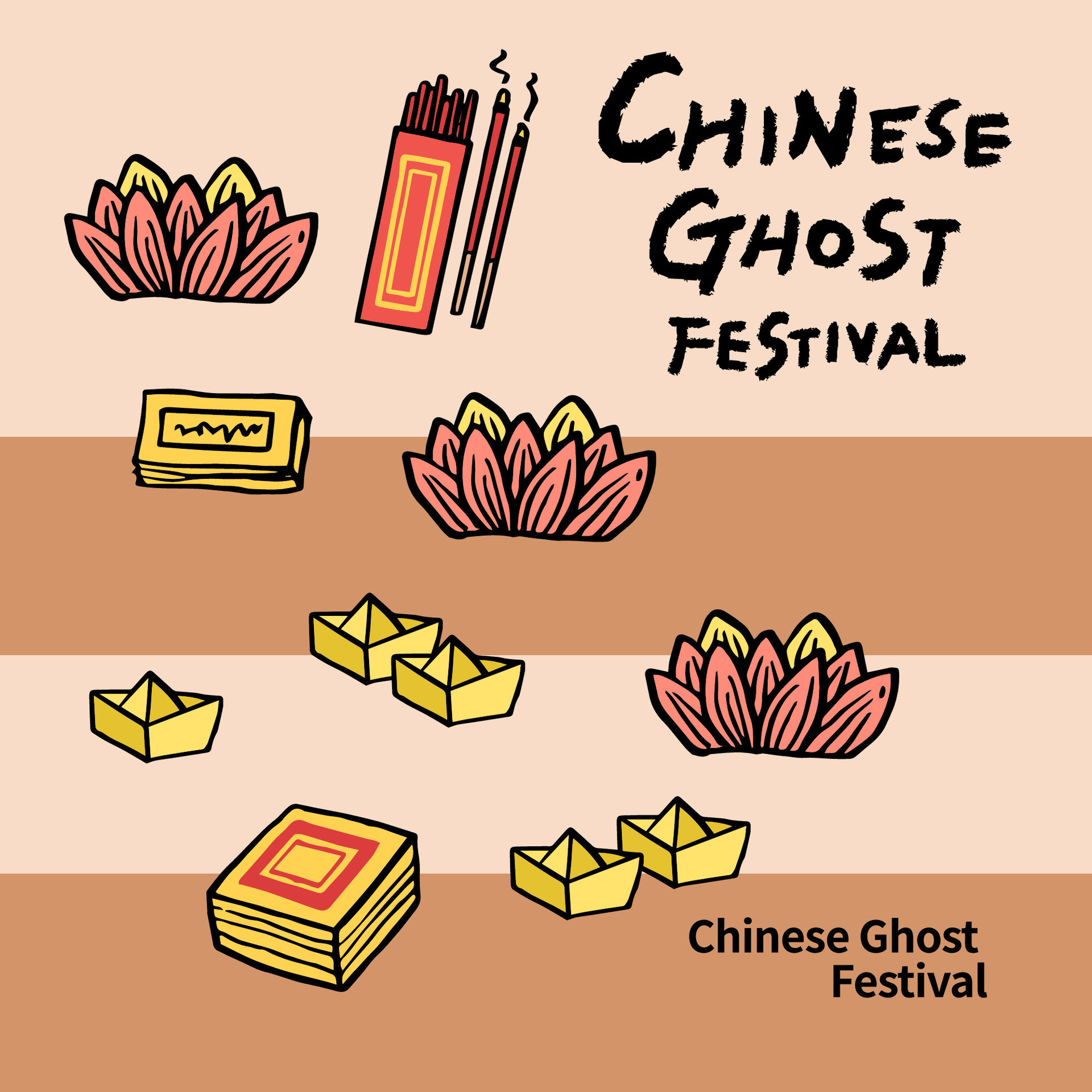 Vector Illustration Of Chinese Ghost Festival Celebration And Is Known