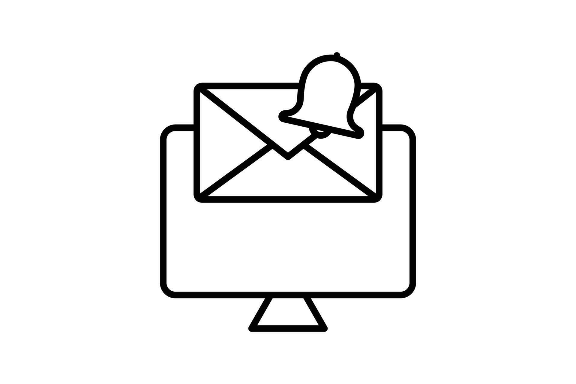 Mail Notification Icon Computer With Bell And Exclamation Mark Icon Related To Warning