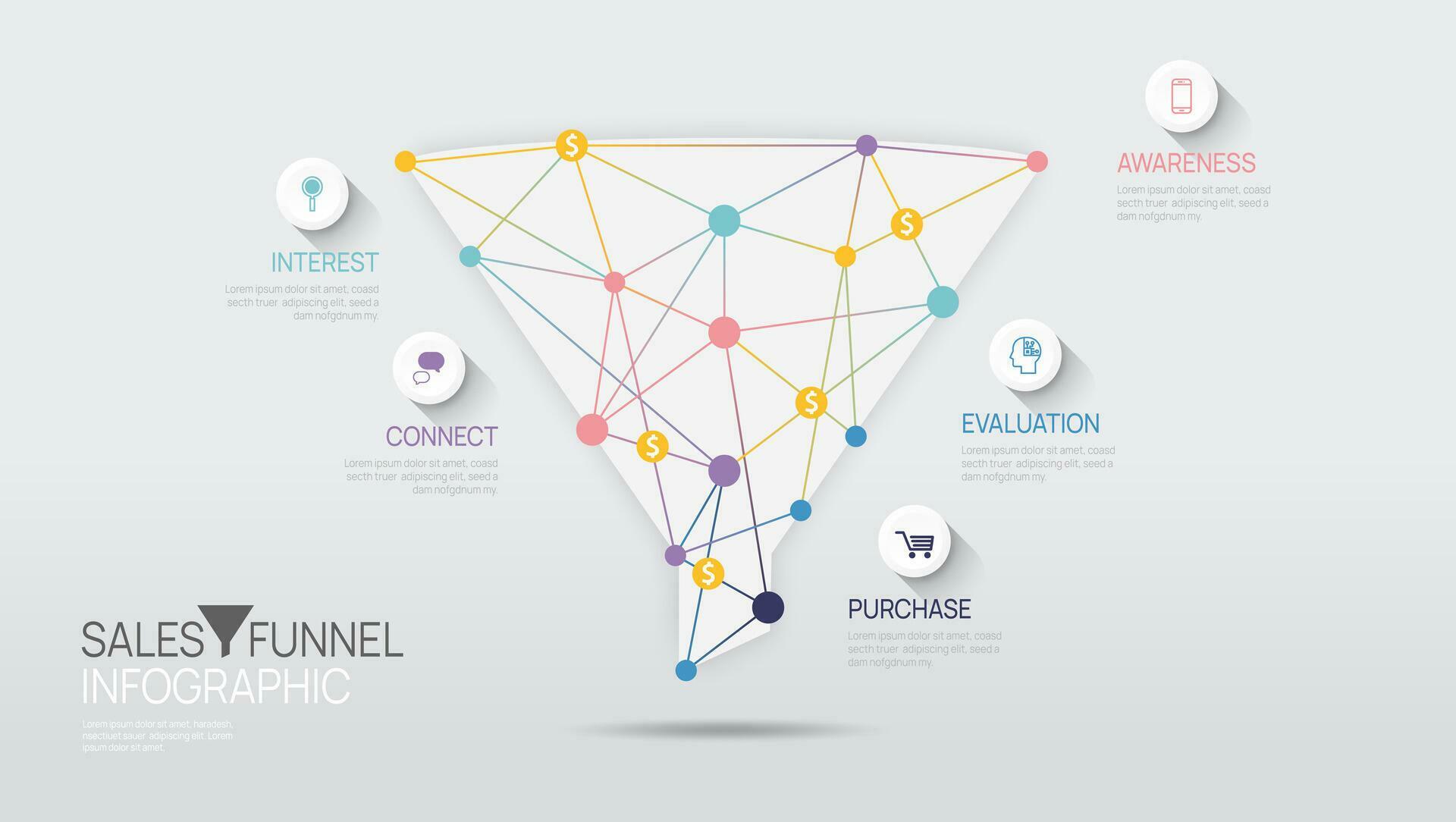 Infographic Sales funnel diagram template for business. Modern Timeline ...