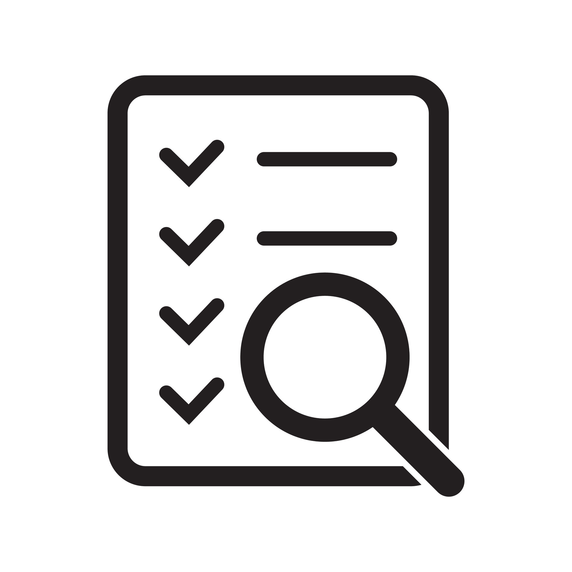 Document Check Icon Vector Illustration Checklist Magnifier Assessment