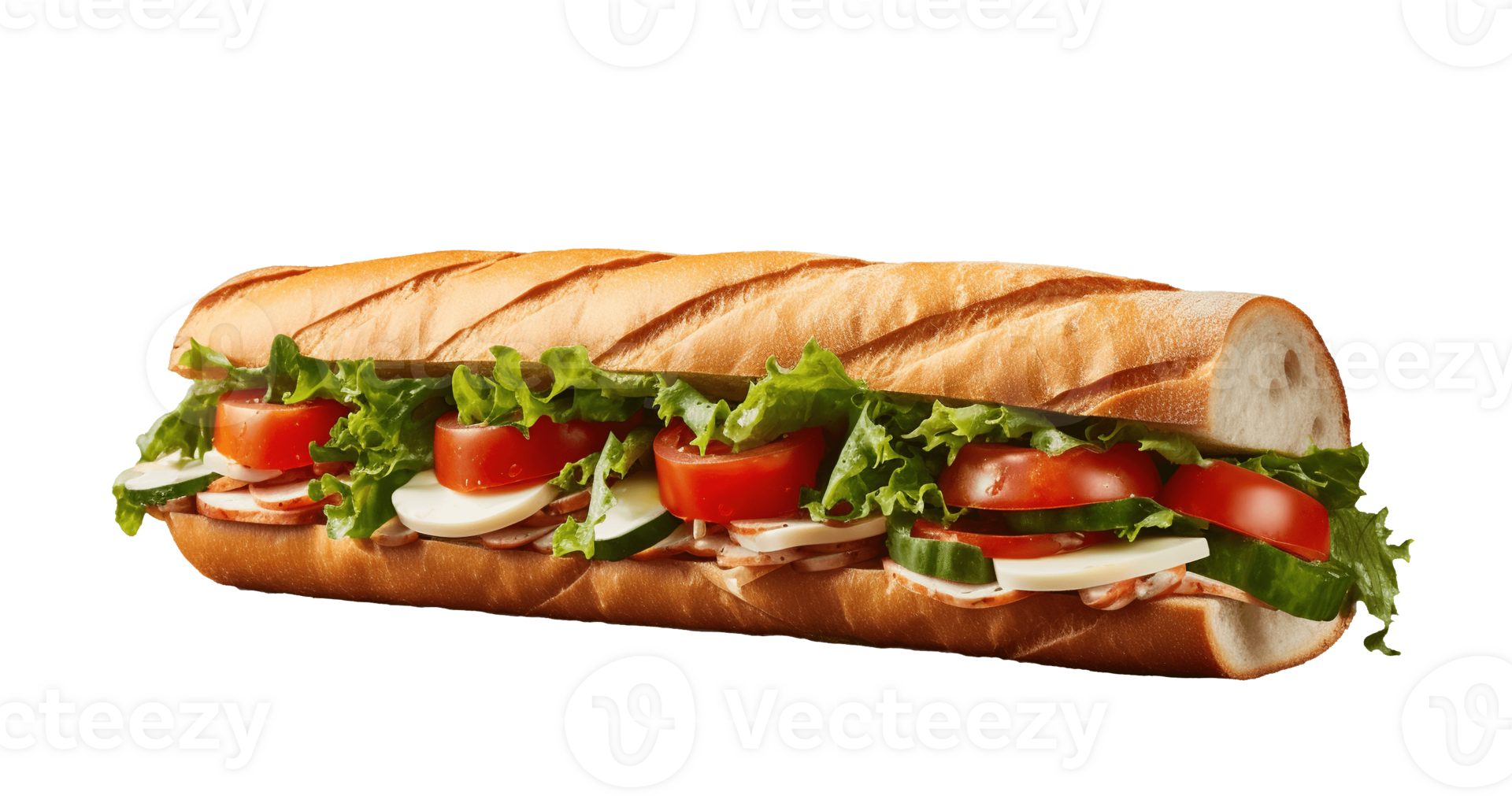 Ciabatta sandwich isolated on transparent background. PNG file, cut out. AI Generated 32325152 PNG