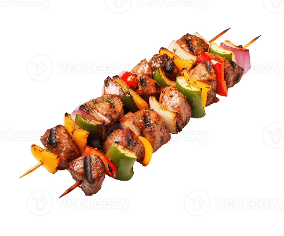 kebab skewer with meat and vegetable isolated on transparent background ...