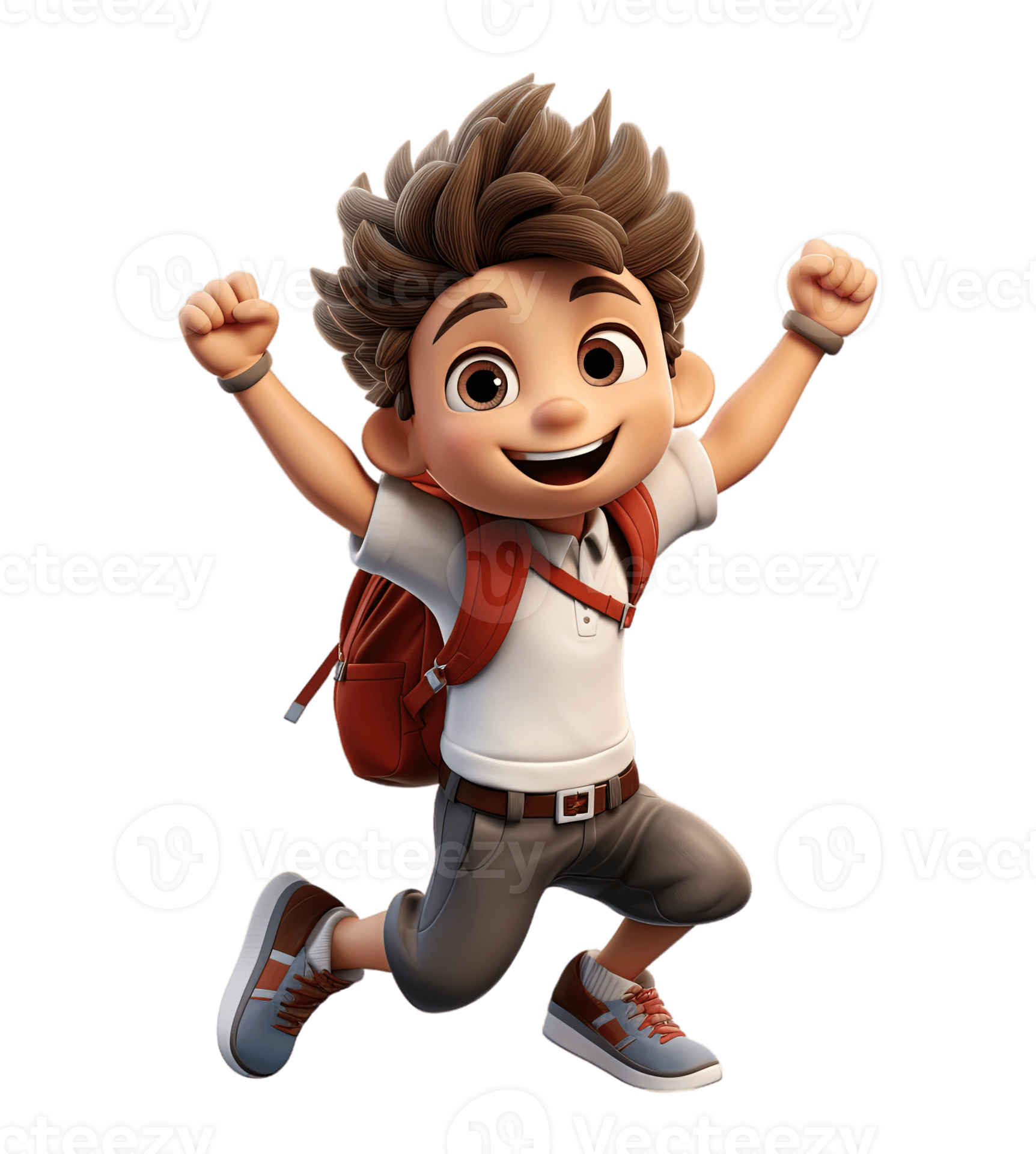 3D cartoon character cute student kids boy dancing isolated on ...