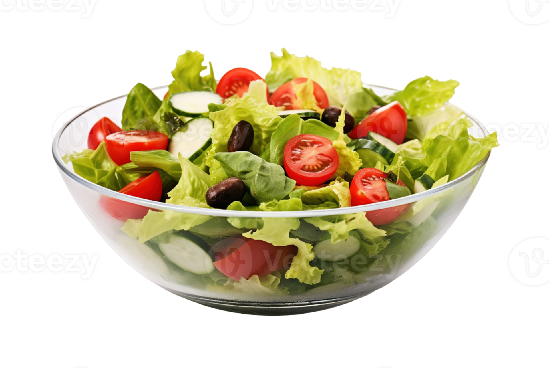 Fresh salad in a bowl isolated on transparent background. PNG file, cut out. AI Generated ...