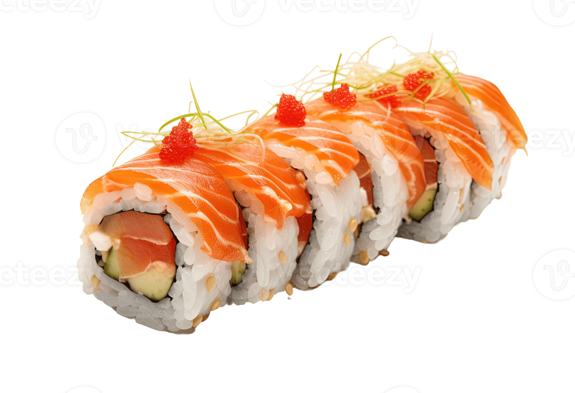 Salmon sushi roll isolated on transparent background. PNG file, cut out. AI Generated 32325471 PNG