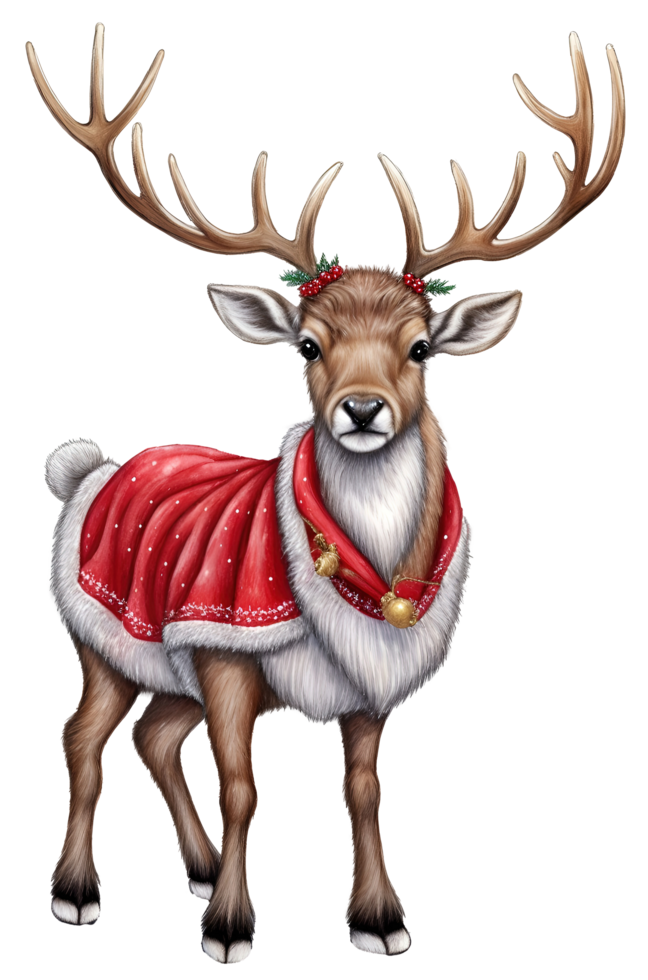Christmas Reindeer Isolated Watercolor Illustration Ai Generative