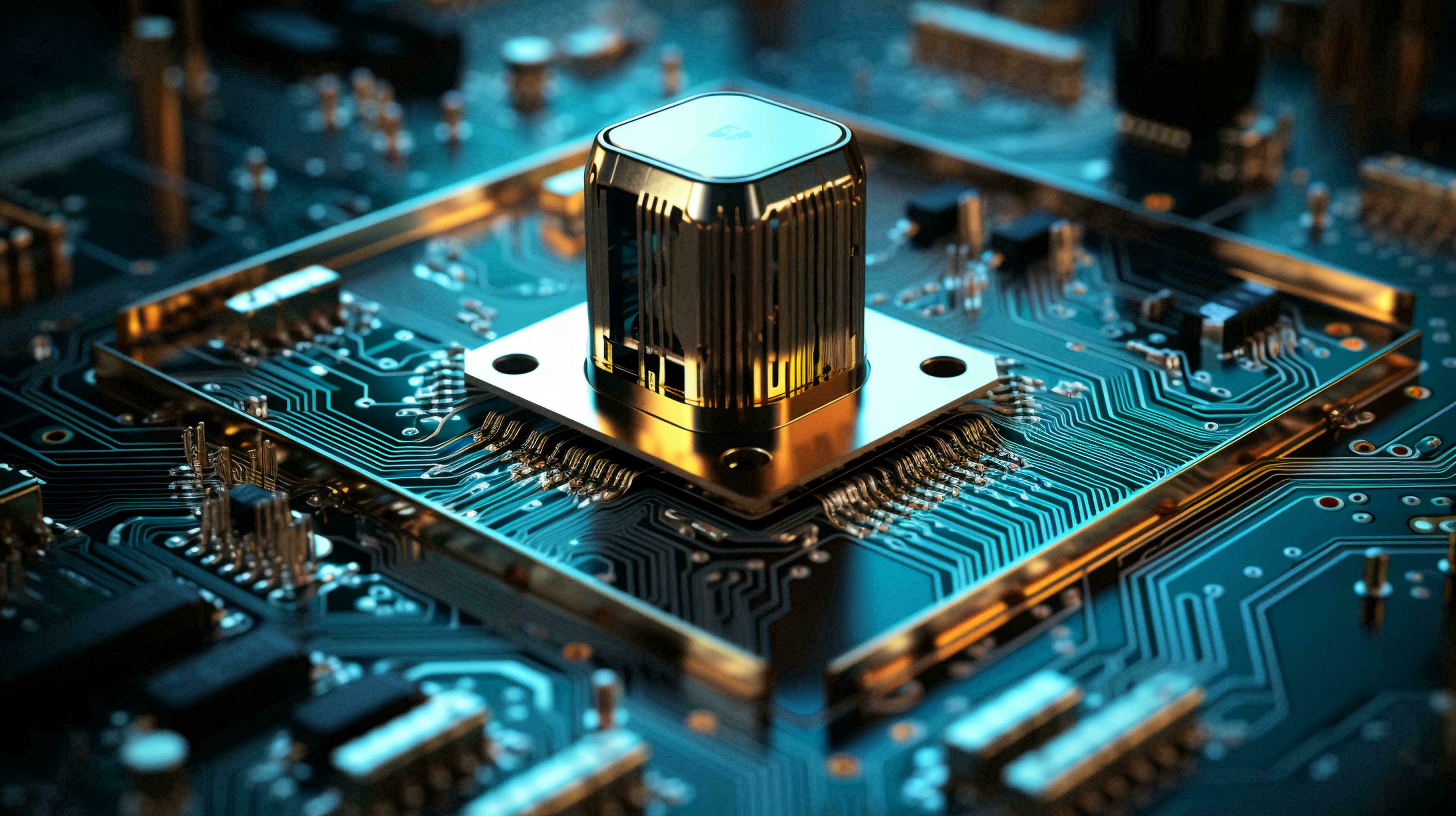 AI-Generated Computer electronic chip with processor, transistors ...