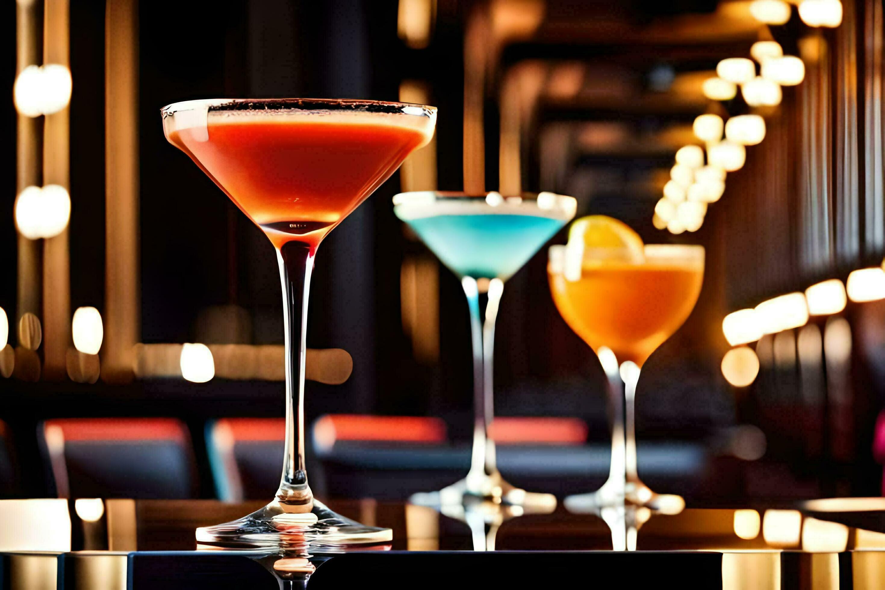 three different colored cocktails sit on a table. AI-Generated 32368788 ...