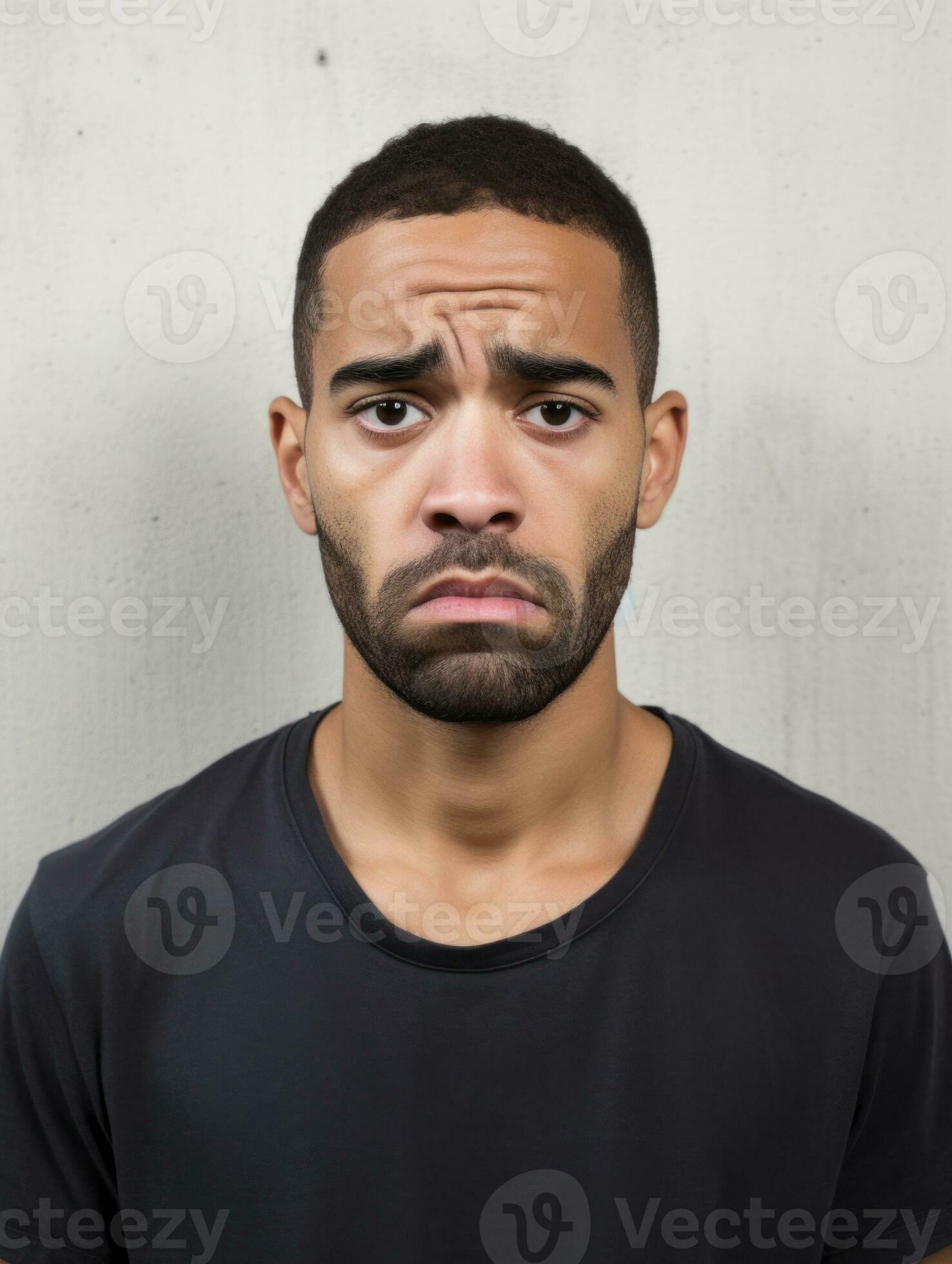 Brazilian Man Is Sad On A Minimalist Neutral Background Ai Generative