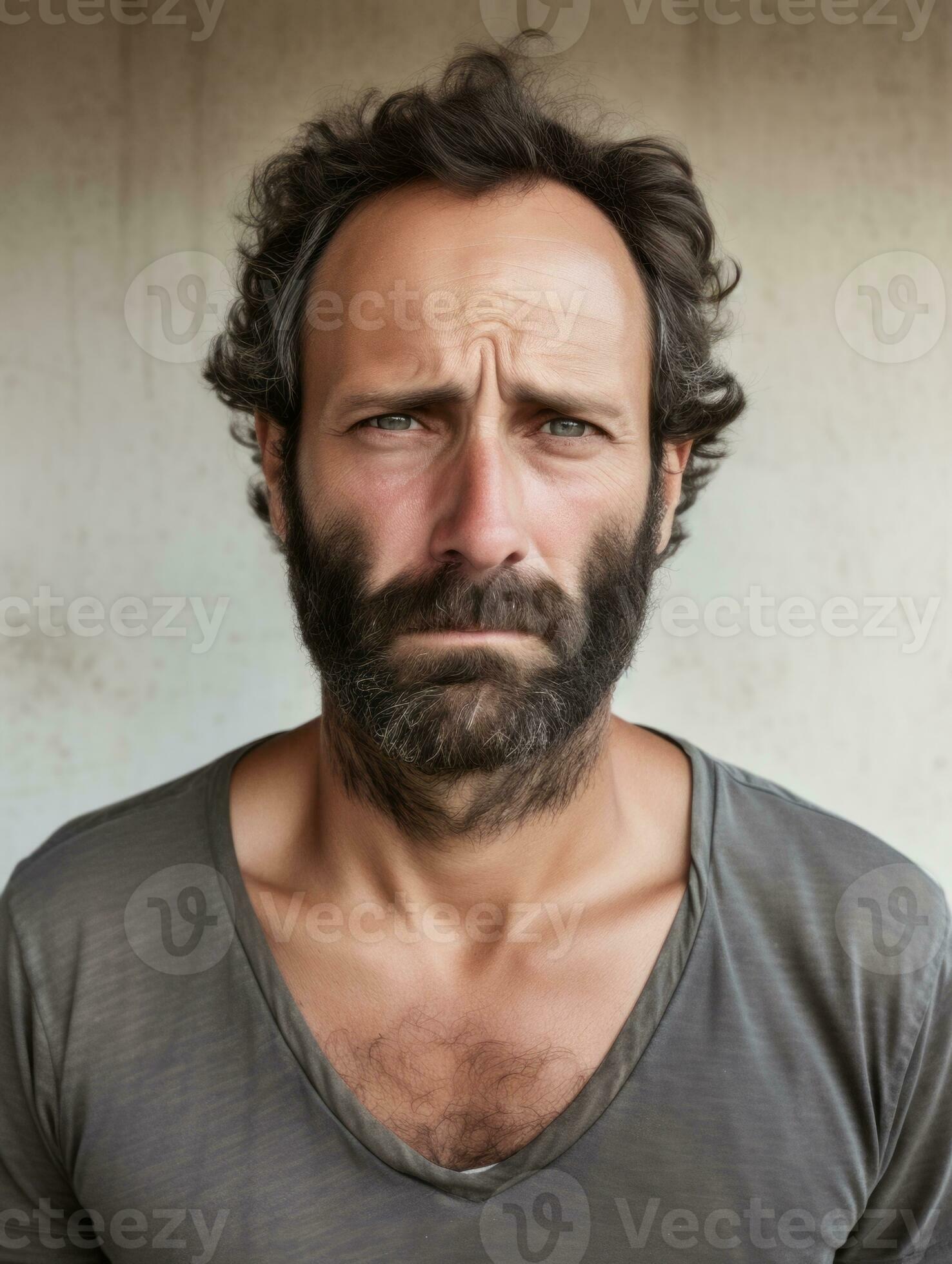 Brazilian Man Is Sad On A Minimalist Neutral Background Ai Generative
