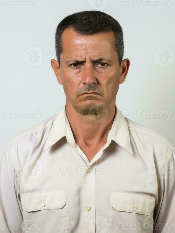 Brazilian Man Is Sad On A Minimalist Neutral Background Ai Generative