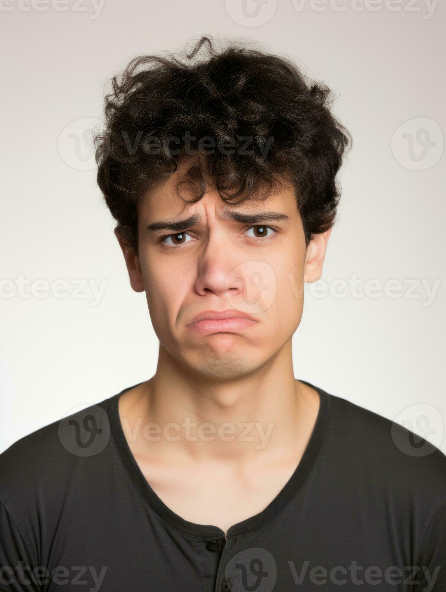Brazilian Man Is Sad On A Minimalist Neutral Background Ai Generative