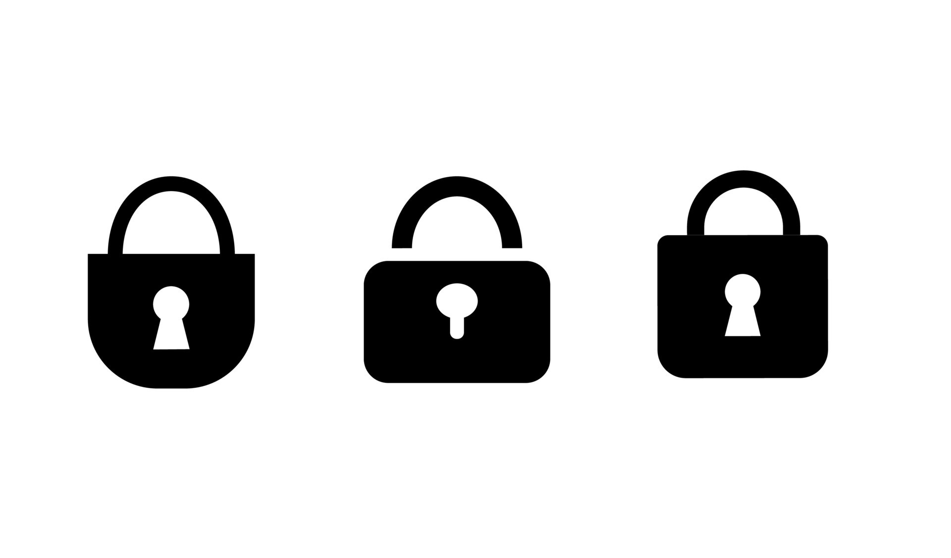 Black padlocks icon. Secure and protection web login and encryption of ...