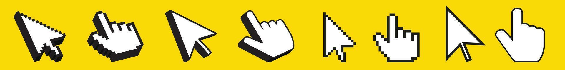 Web Cursor Arrow Finger Mouse Digital Interface Element For Action Selection And Online Vector
