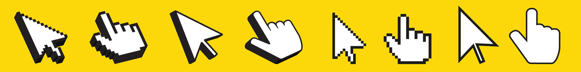 Web Cursor Arrow Finger Mouse Digital Interface Element For Action