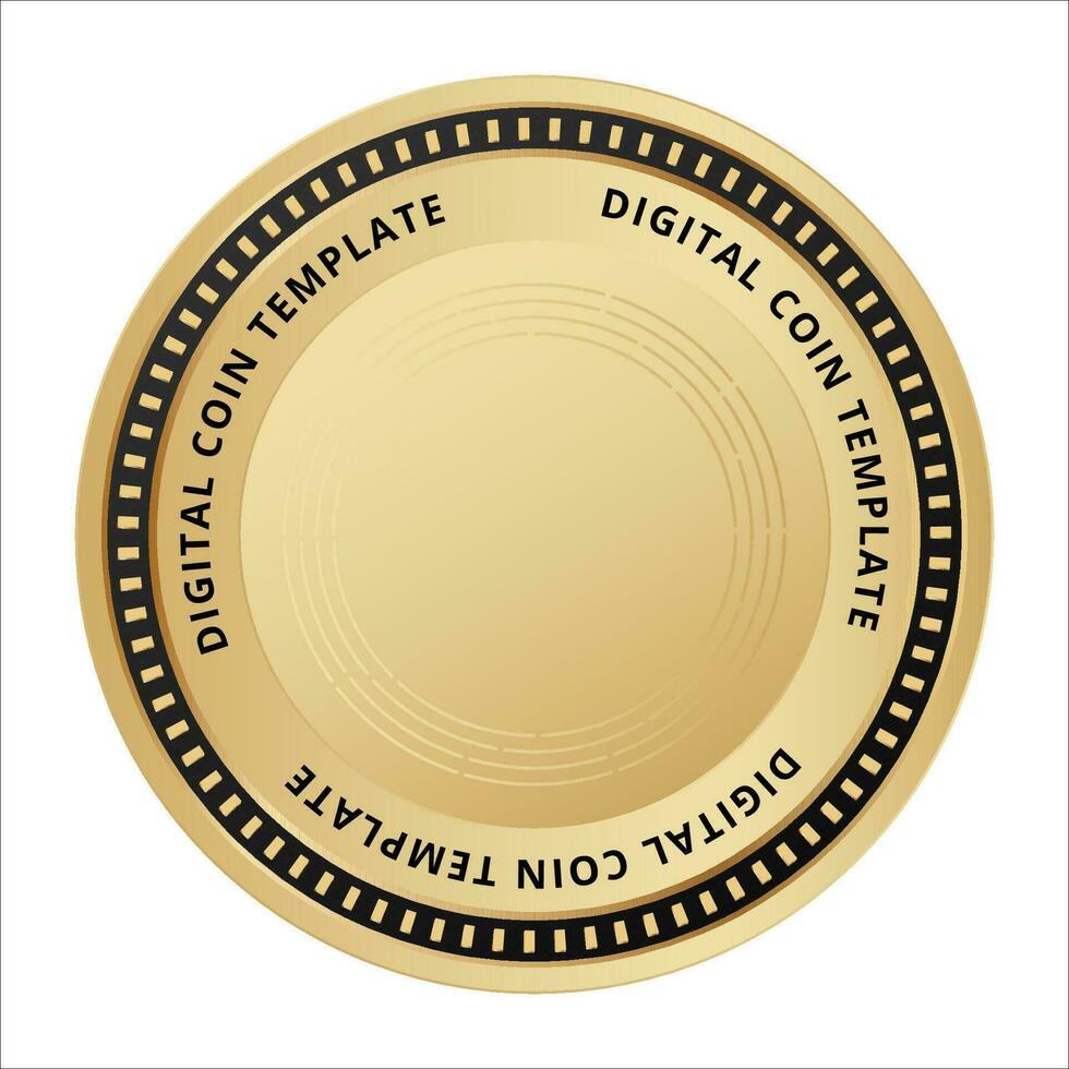 Digital coin template gold. Golden crypto token vector illustration 32404155 Vector Art at Vecteezy