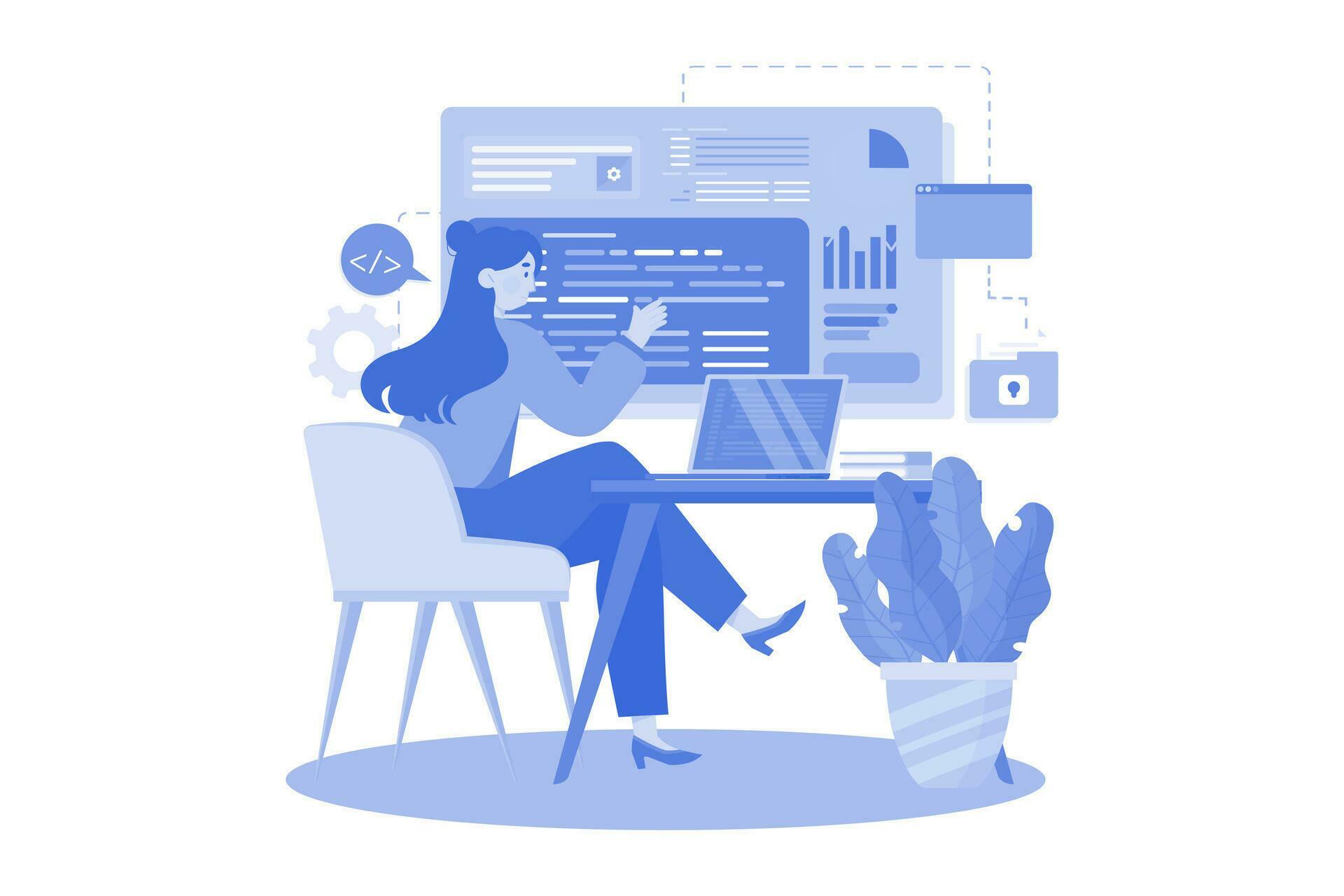 Writing Codes And Typing Data Code Technology 32405167 Vector Art at ...