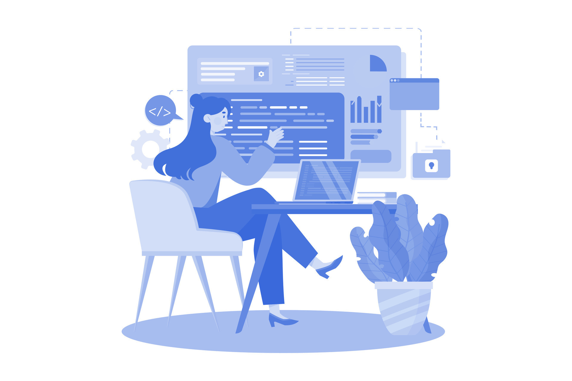 Writing Codes And Typing Data Code Technology 32405167 Vector Art at ...