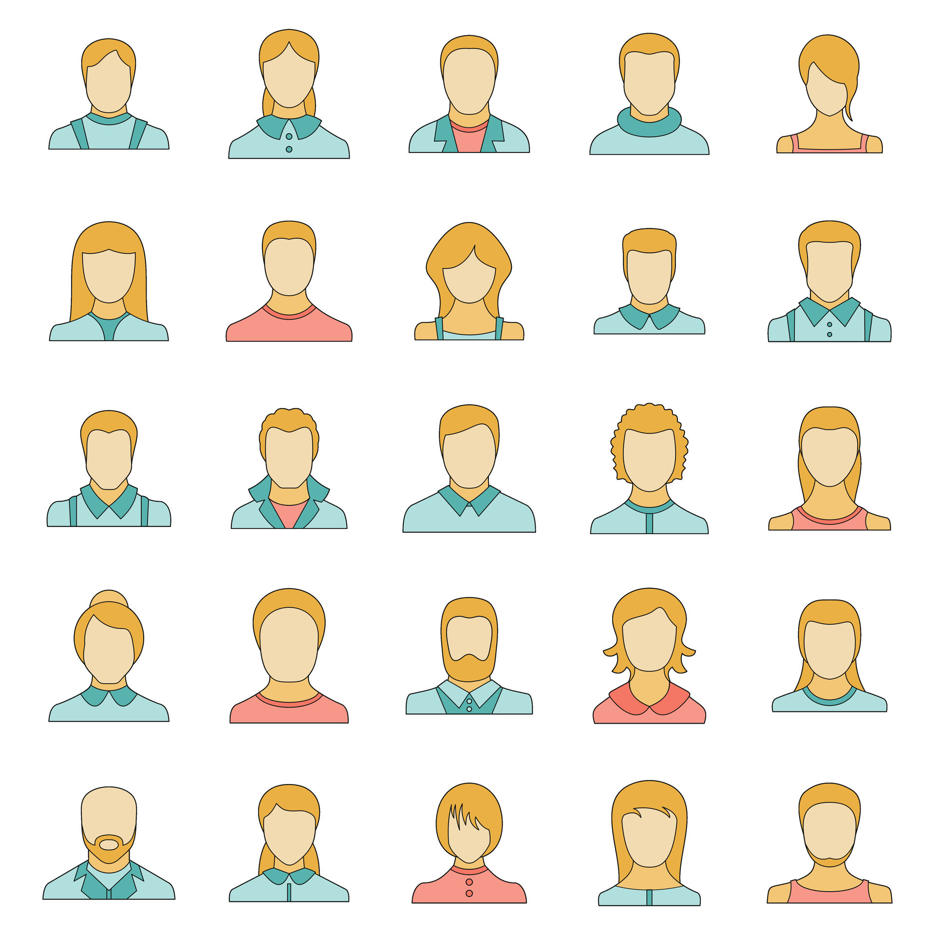 Avatar user icon set vector color 32407552 Vector Art at Vecteezy Avatar user icon set vector color 32407552 Vector Art at Vecteezy