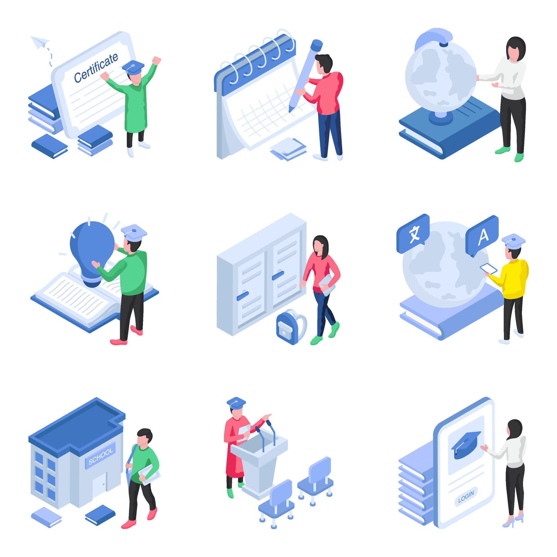 Set of Learning Flat Illustrations 32408299 Vector Art at Vecteezy