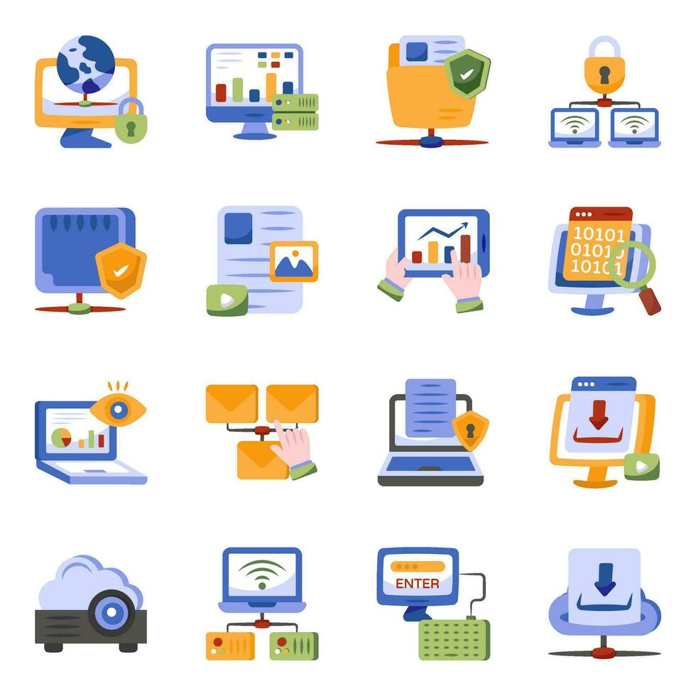 Pack of Big Data Flat Icons 32408363 Vector Art at Vecteezy