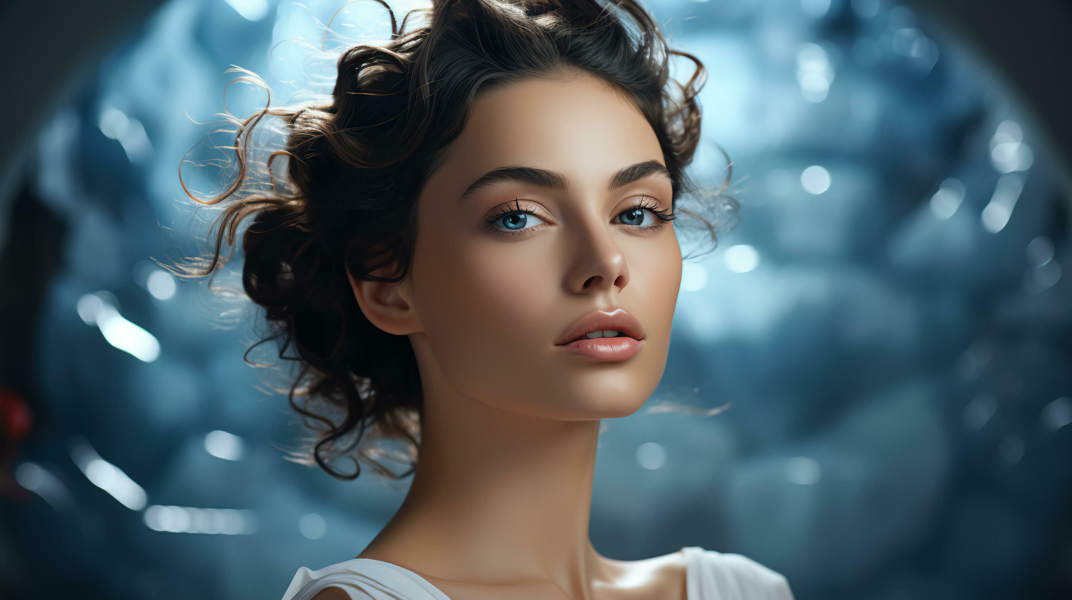 AI-Generated Beautiful woman looking at the camera, blurred background ...