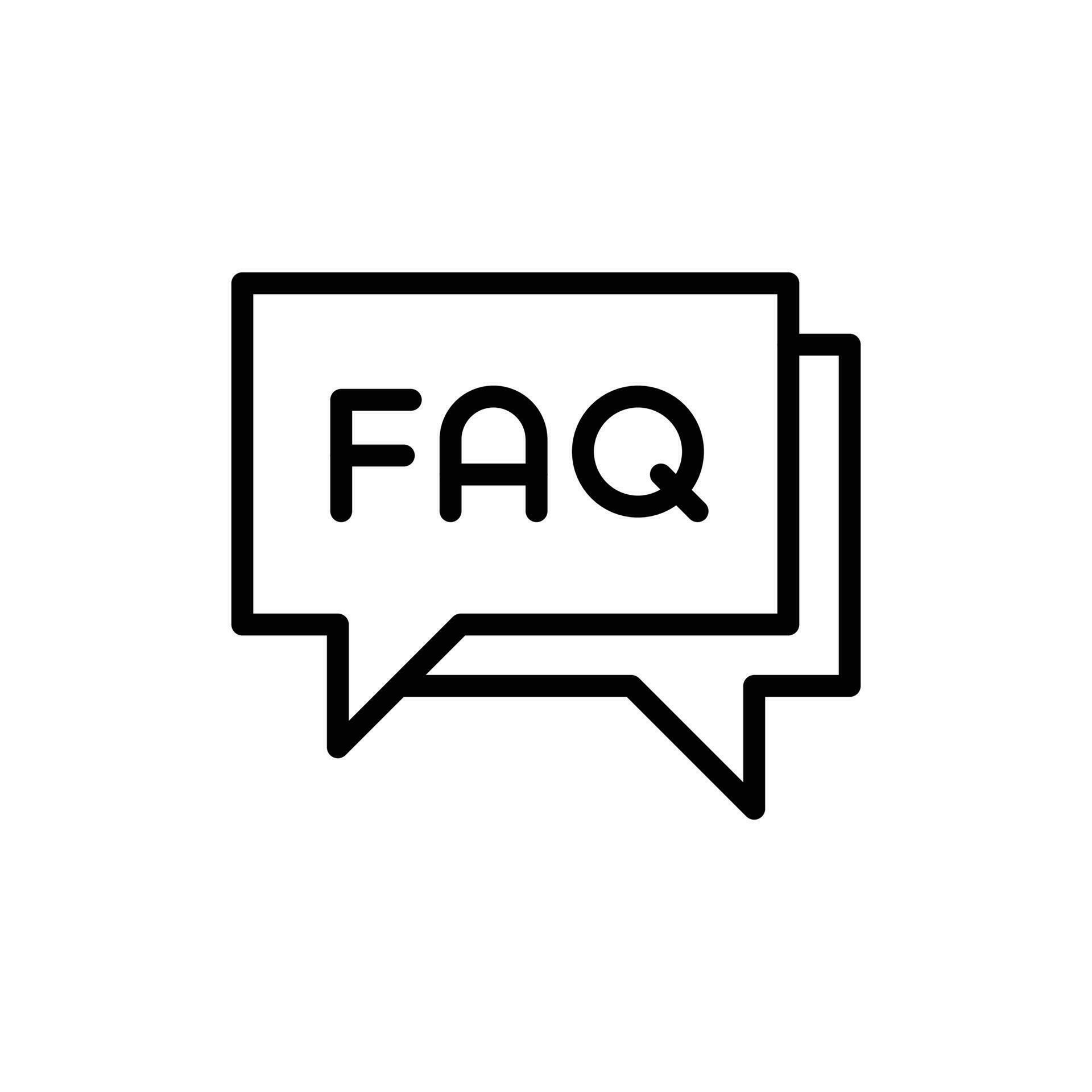 Faq, frequently asked questions icon in line style design isolated on white background. Editable ...