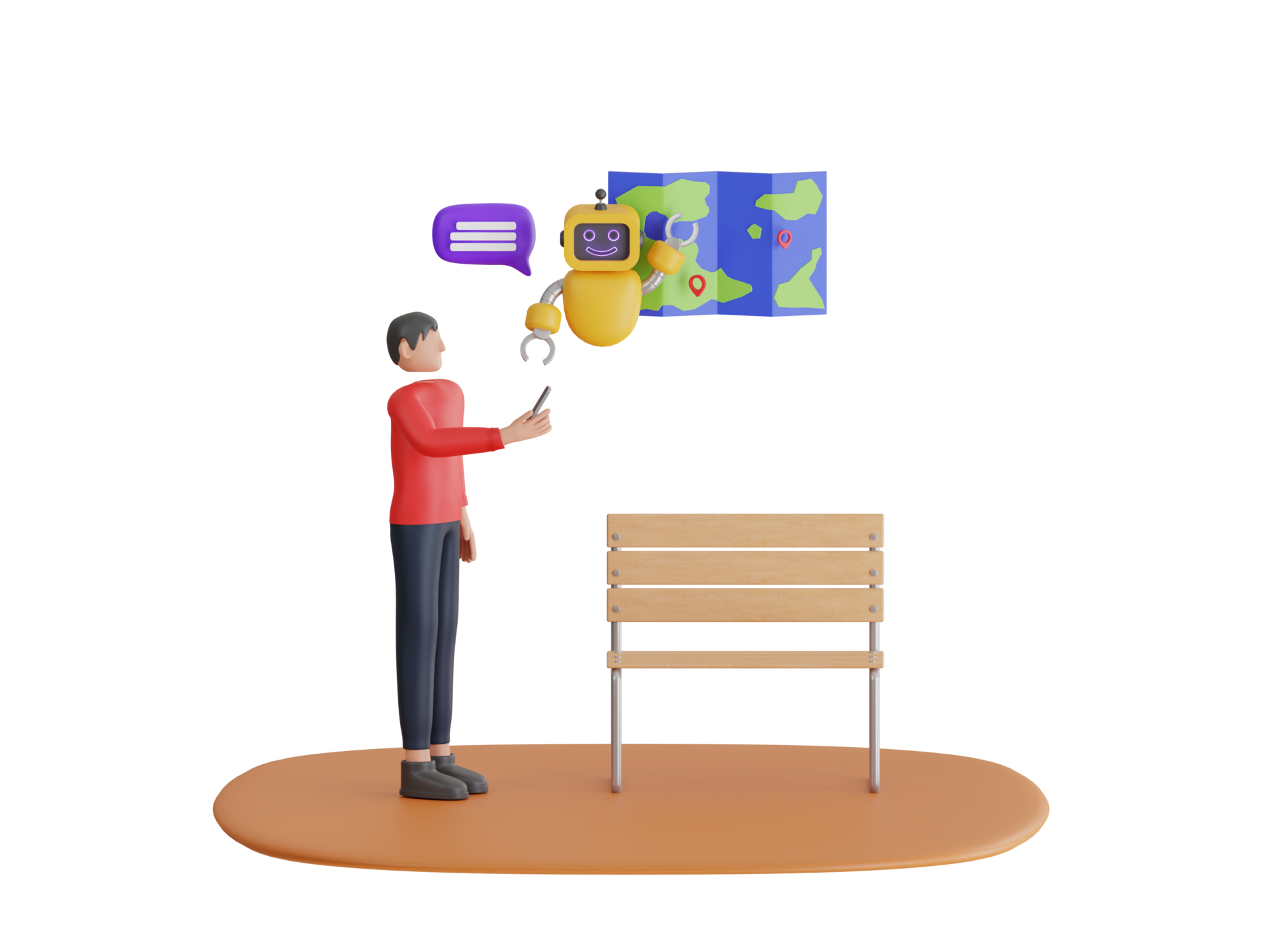 Navigation Map Assistant 3d Illustration Automated Intelligent