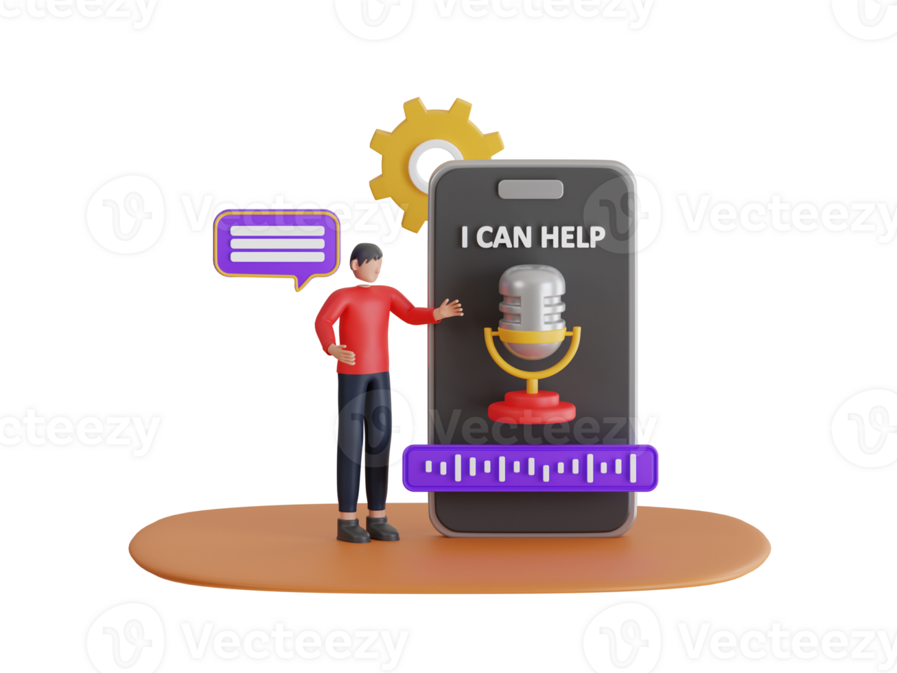 3d Illustration Of Voice Assistant On The Smartphone Voice Recognition Technology Concept