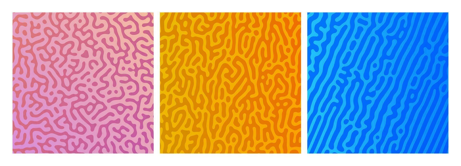Set Of Three Colorful Turing Reaction Gradient Backgrounds Abstract
