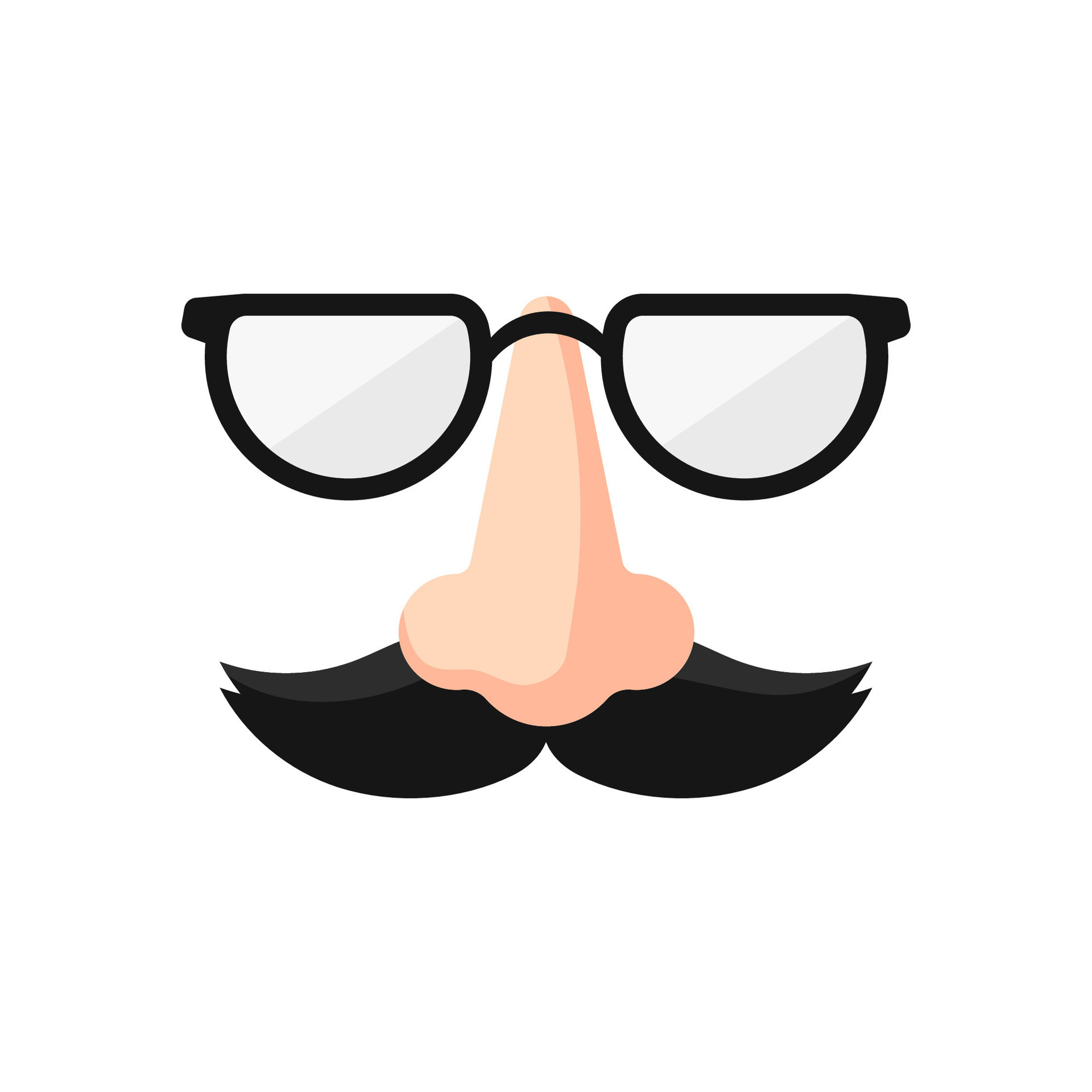 Glasses And Nose With Mustache Template Cheerful Disguise For Masquerade And Impersonation