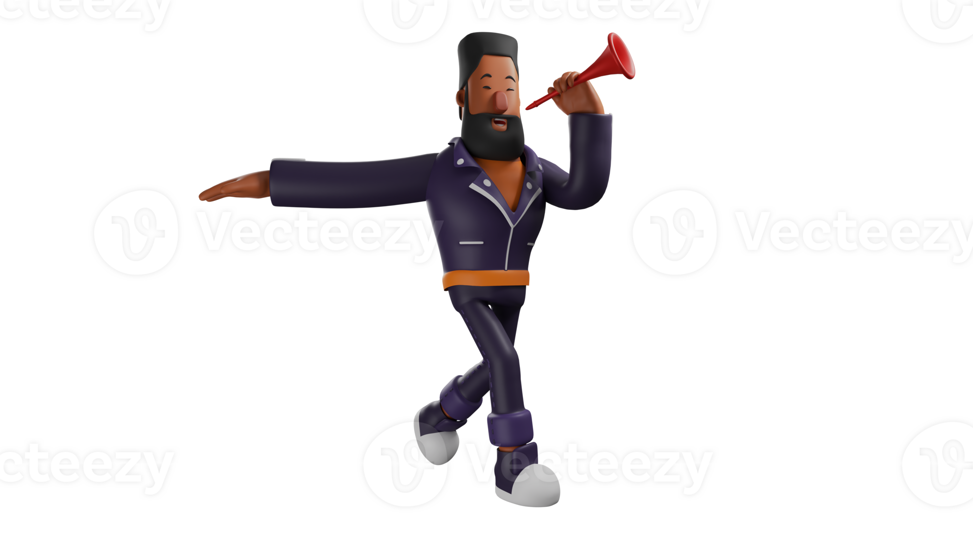 3d Illustration Attractive Bearded Man 3d Cartoon Character A Man Enlivened The Party By