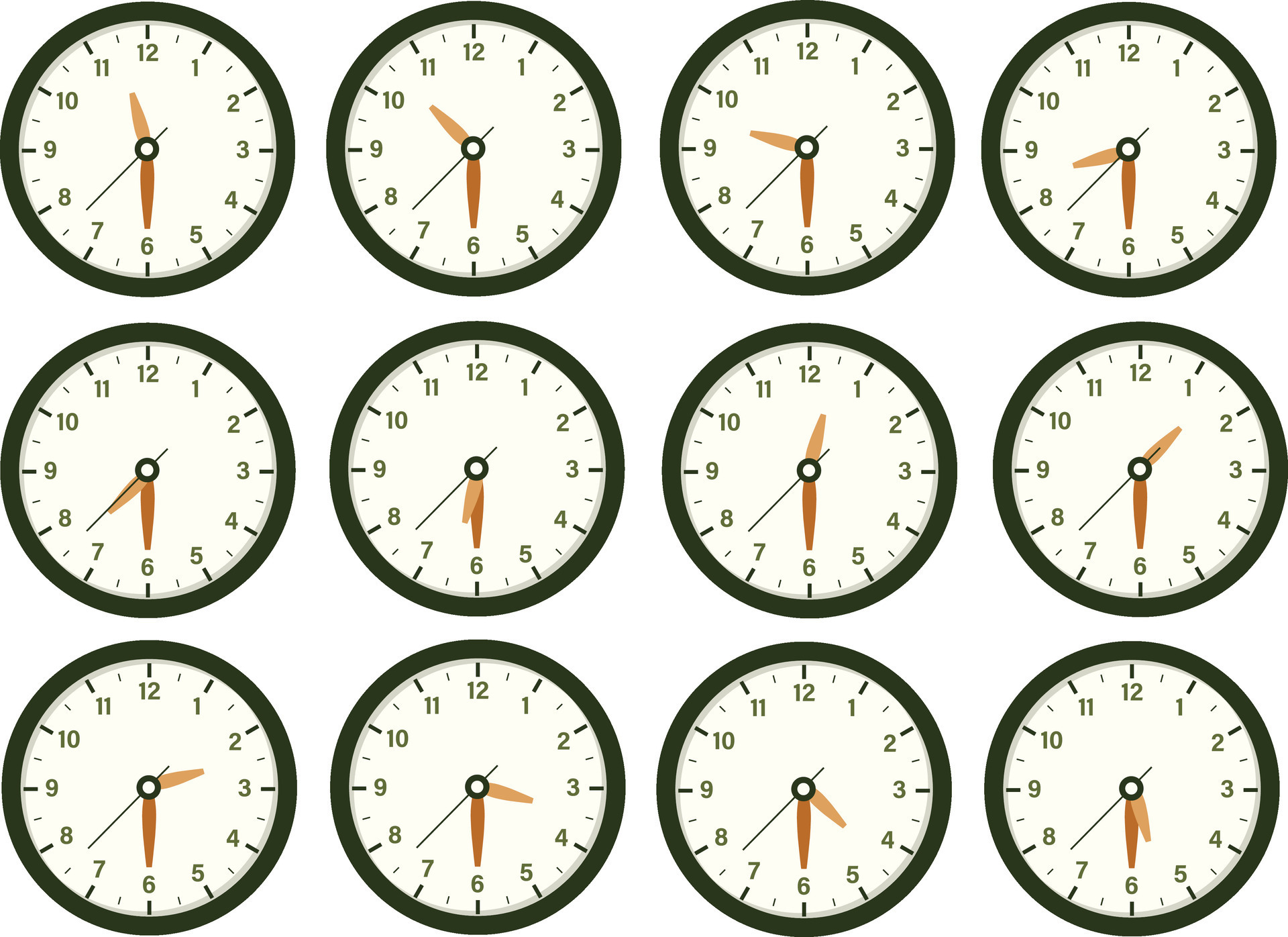 Clock Icon Set Flat Vector Design Wall Clock Illustration 32426860