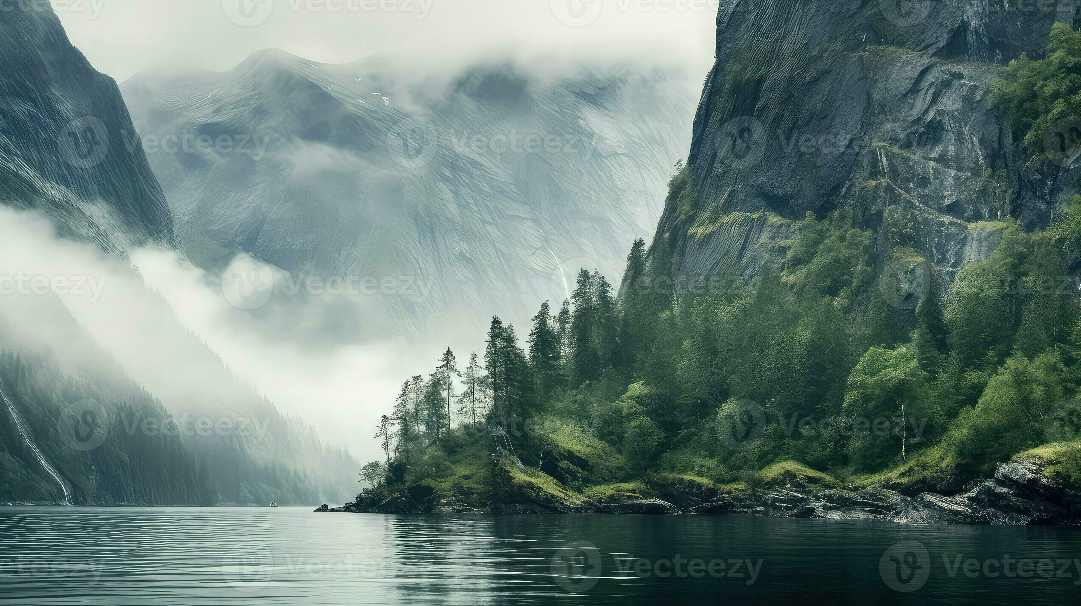 tourism misty fjord views ai generated 32458163 Stock Photo at Vecteezy