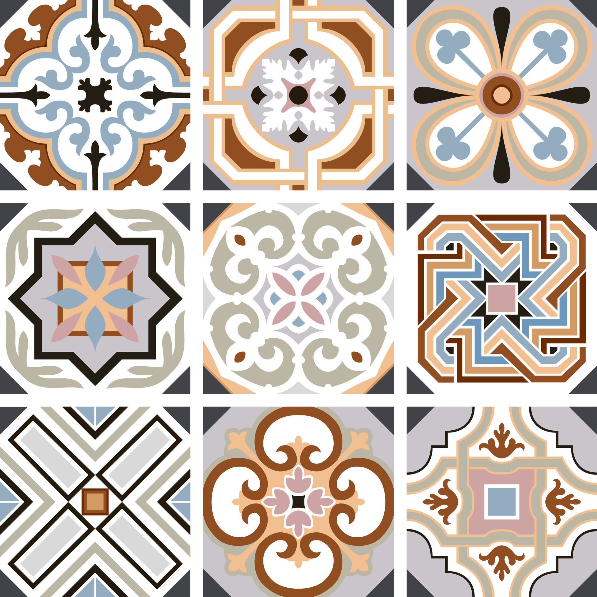 Wall Tile wallpaper vector seamless patterns pattern illustration ...