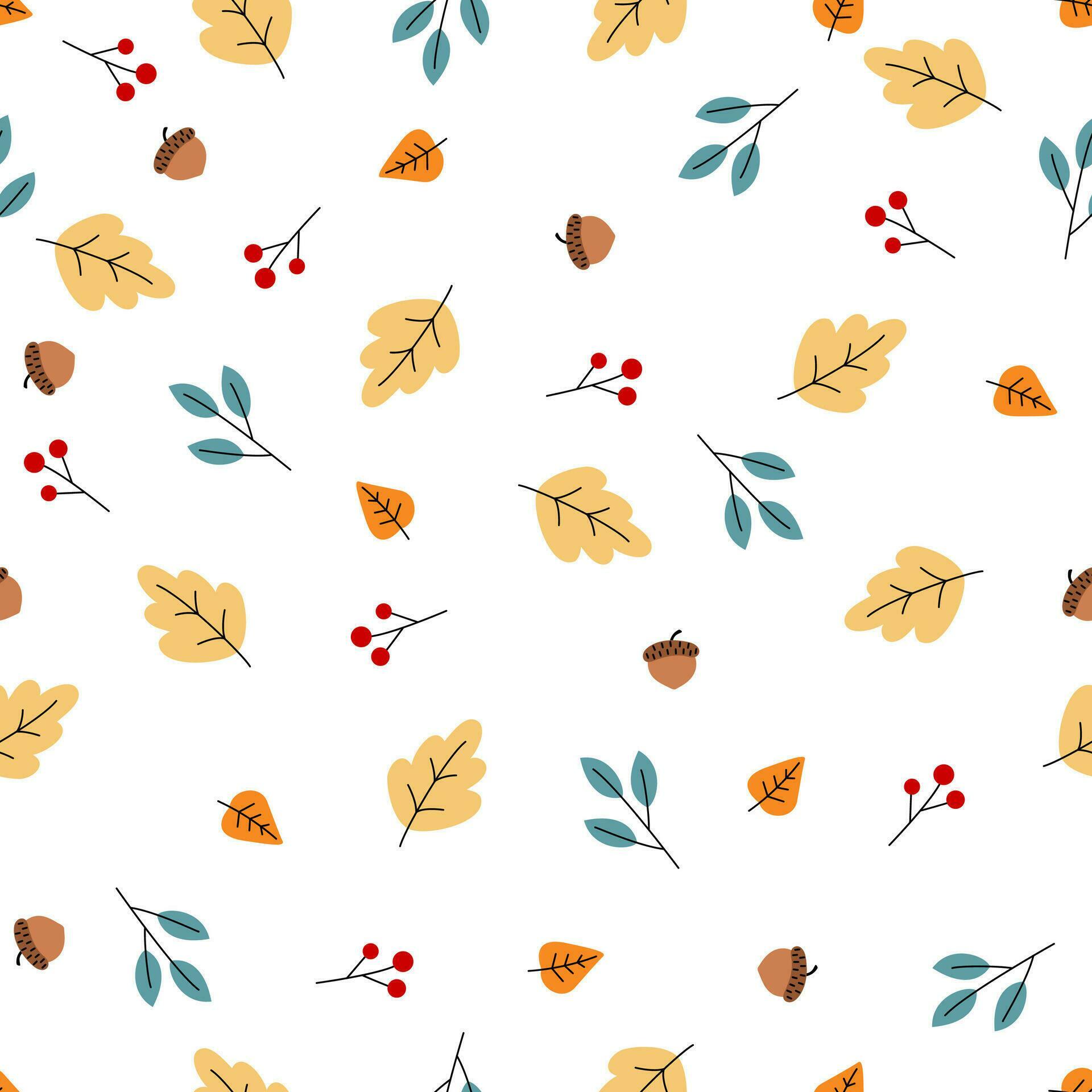 Seamless fall leaves, berries and acorns 32462067 Vector Art at Vecteezy