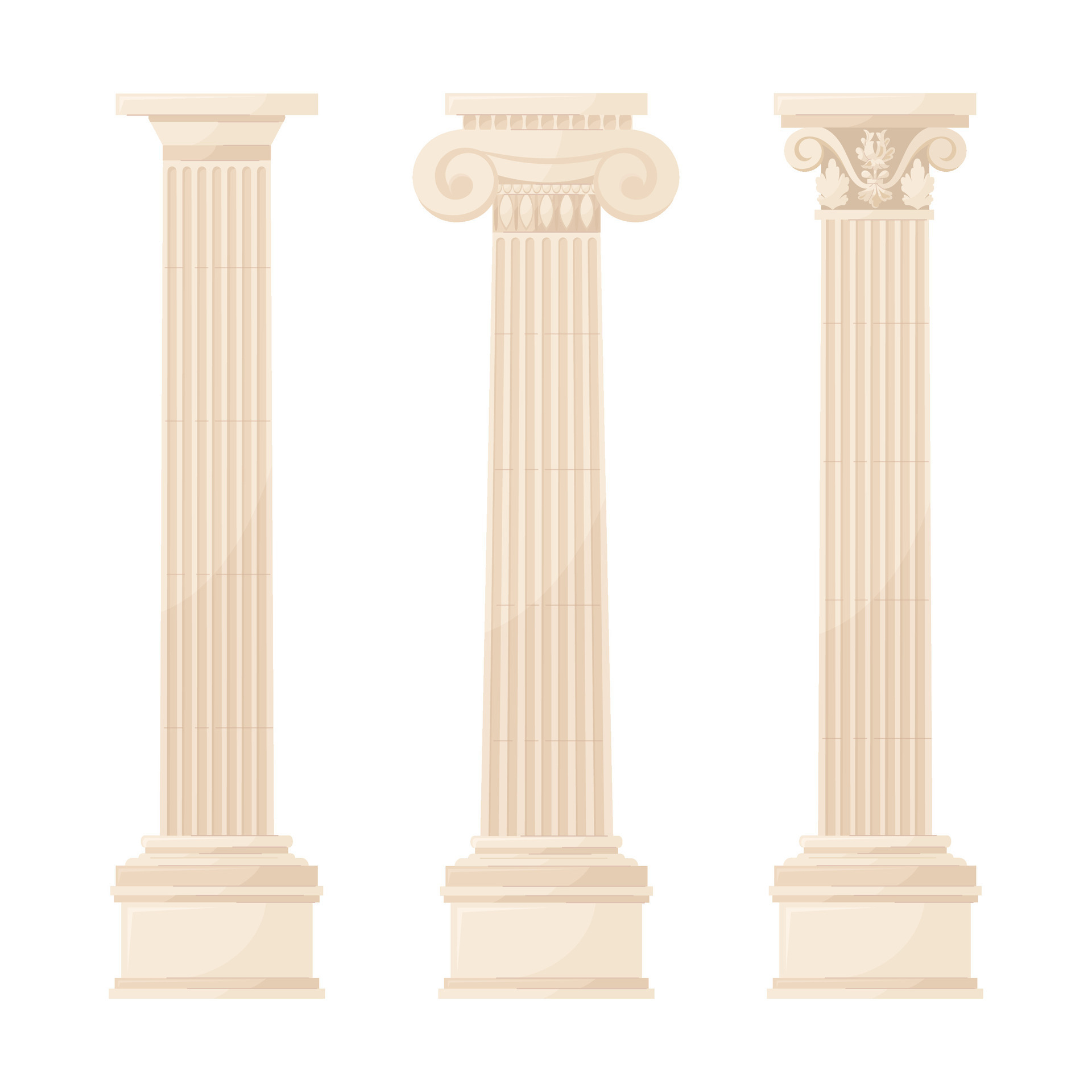 Greek columns. A set of illustrations of three types of Greek columns ... Greek columns. A set of illustrations of three types of Greek columns ...