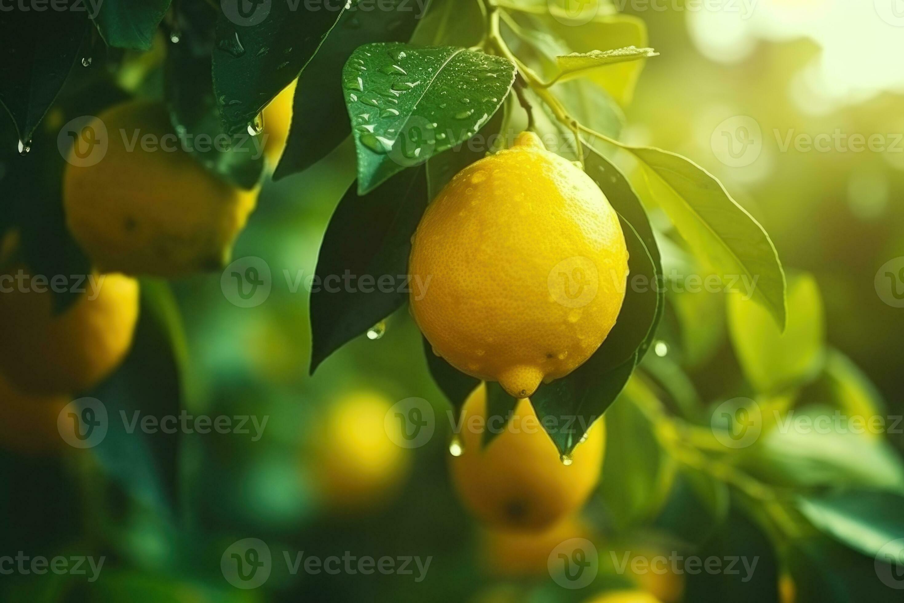 Ripe yellow lemons on lemon tree. Generative AI 32465771 Stock Photo at Vecteezy