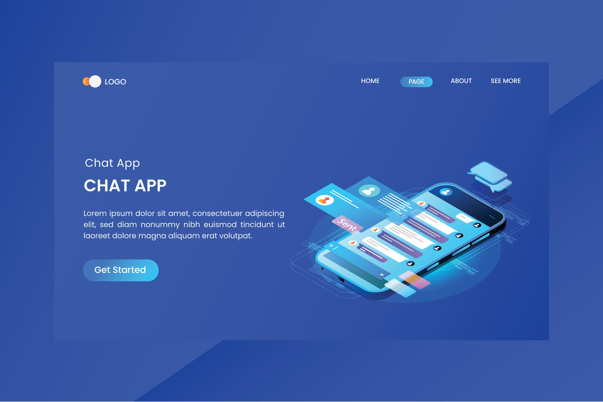 Chat Messenger App Isometric Concept Landing 32470552 Vector Art at ...