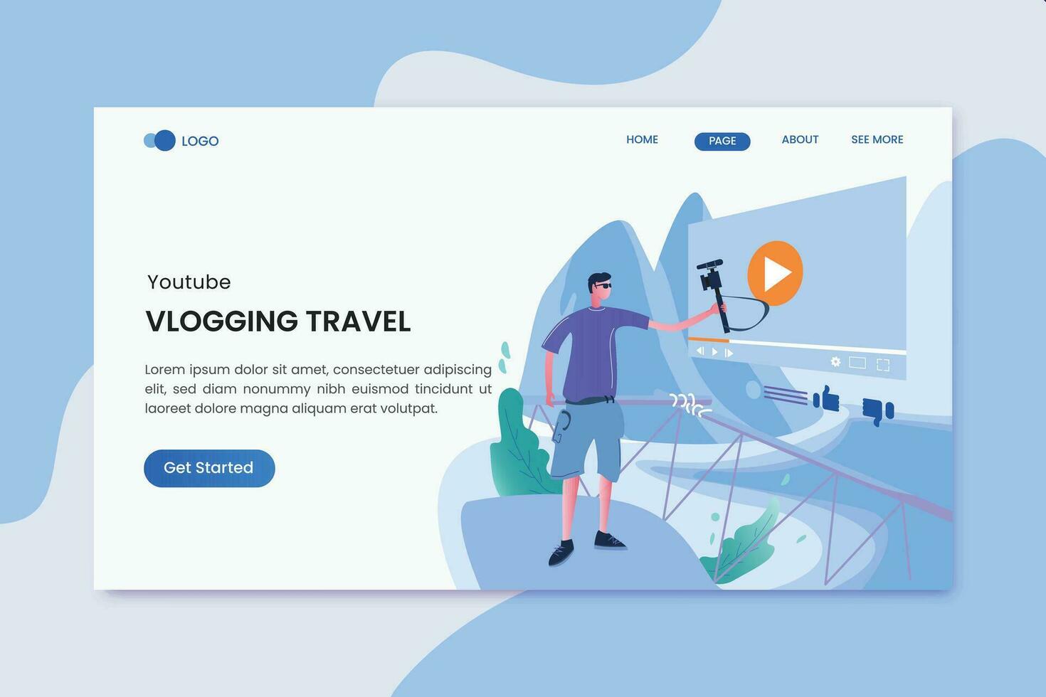 Vlogging Travel Youtube Marketing Landing Page 32471432 Vector Art at ...