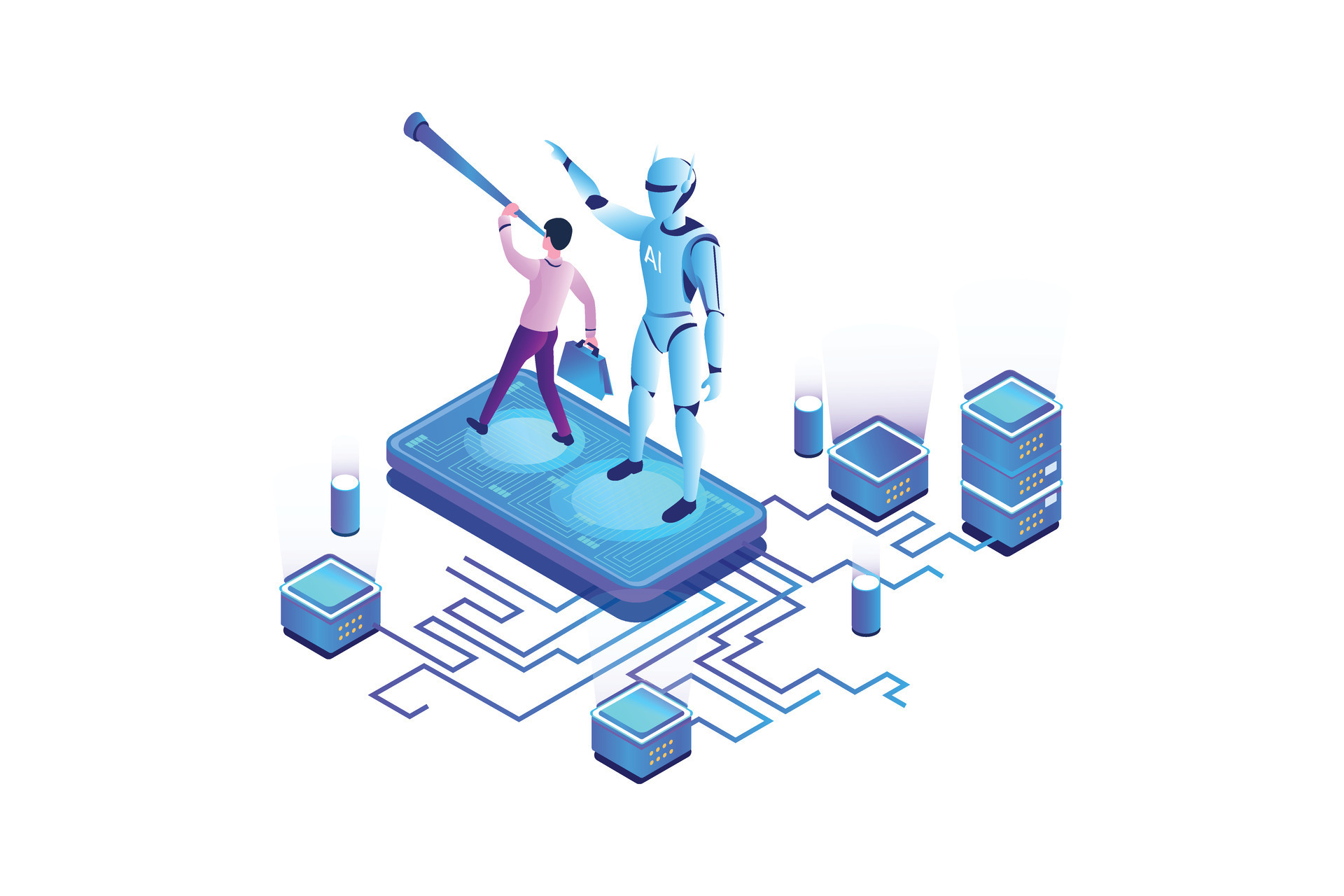 Robotic Process Automation Isometric 32471769 Vector Art at Vecteezy