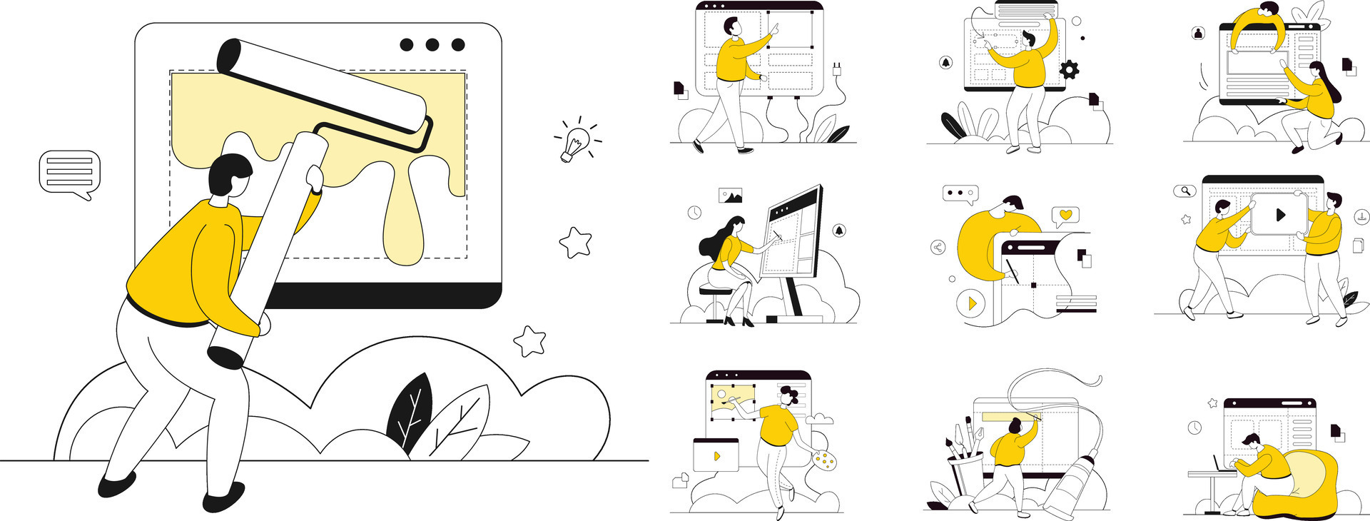 Building Website Illustration Kit, Vector for graphic and web design ...