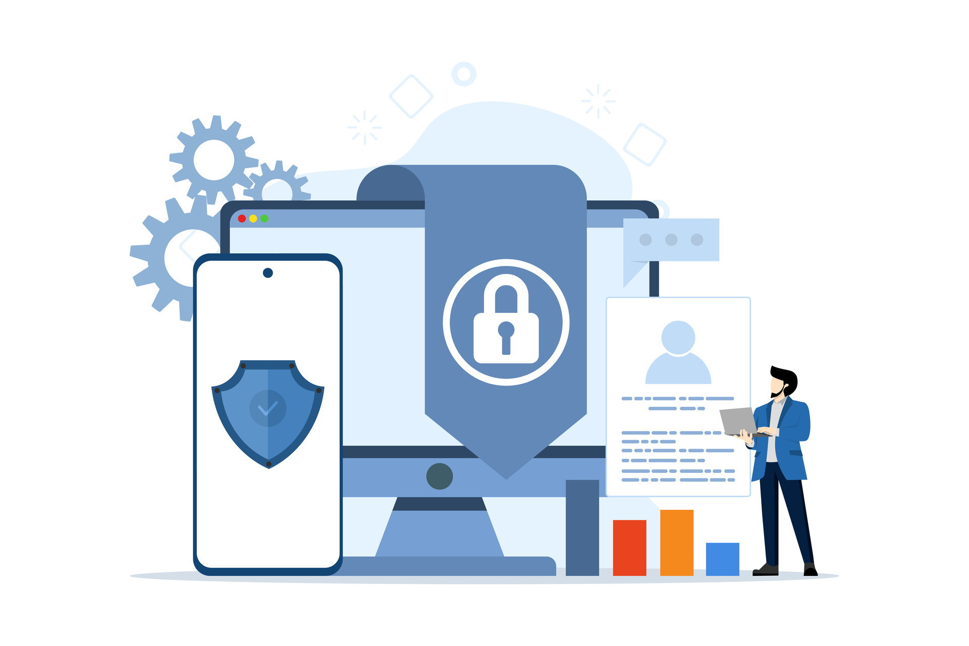 Cyber Security Vector Illustration Concept With Characters Data Security Protected Access