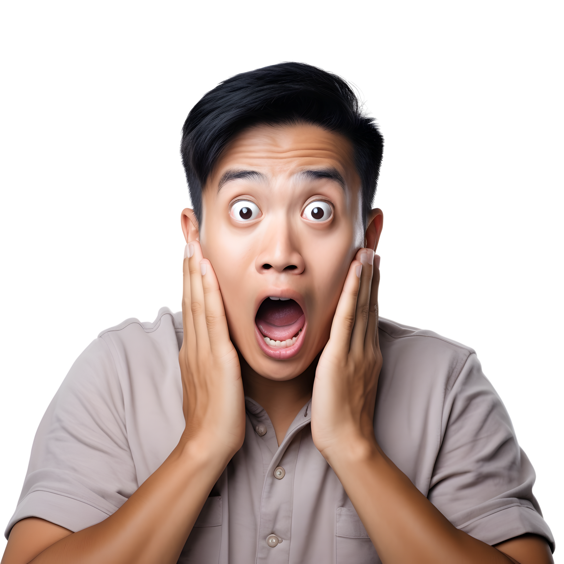 surprised asian man with hands up isolated AI Generated AI Generated ...