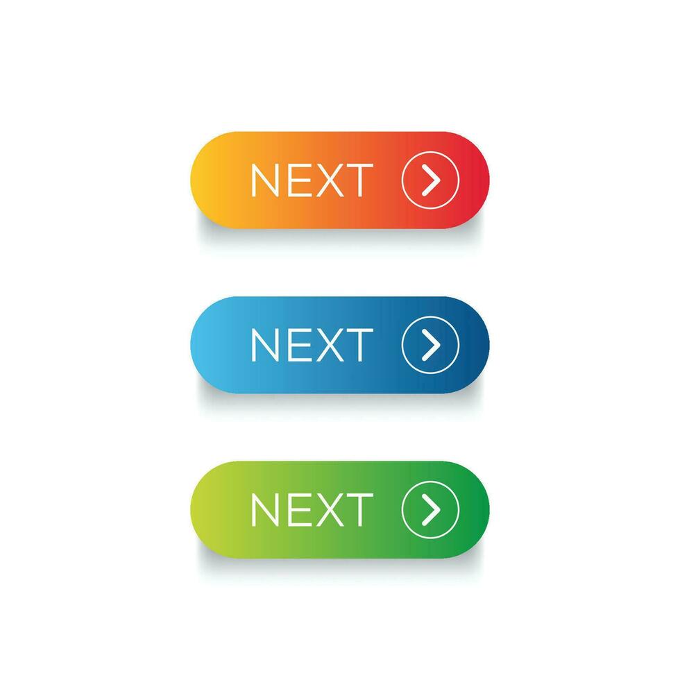 Next web buttons vector set with arrow isolated on white background ...