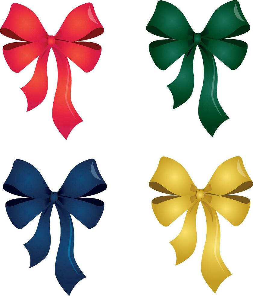 conjunto de regalo arcos dibujos animados vector ilustración. cumpleaños, fiesta regalos y ...