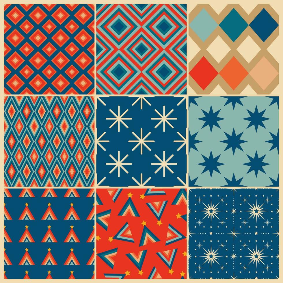 Retro seamless patterns in the style of the 50s and 60s.Mid century ...