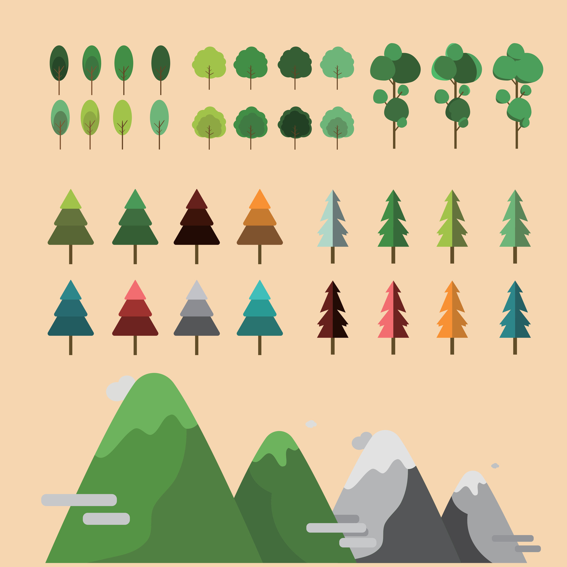 Set of various tree vector illustrations 32487235 Vector Art at Vecteezy
